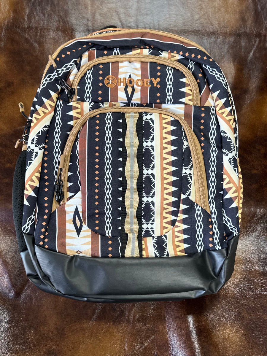 Ox Hooey Backpack, Aztec/White/Orange Body and Pocket with Black Accen ...